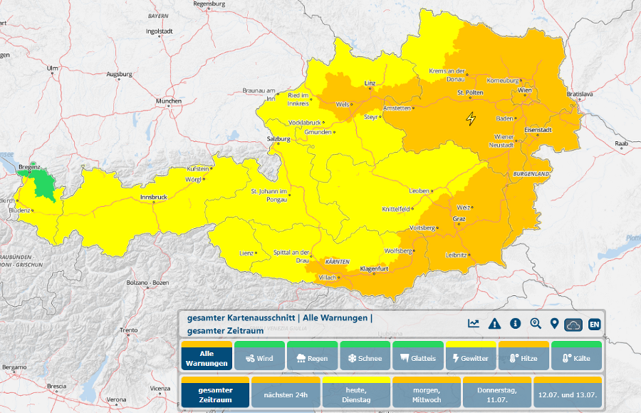 Gewitterwarnung für die Steiermark - Katastrophenschutz Steiermark - Landesregierung Steiermark